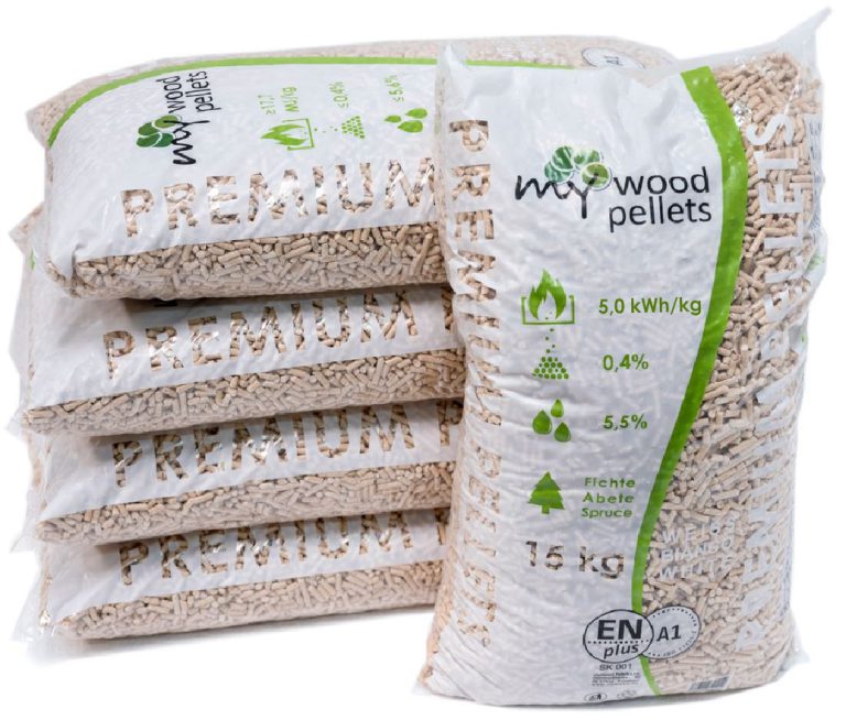 Mywood houtpellets EN A1 - 100% naaldhout - witte hout pellets